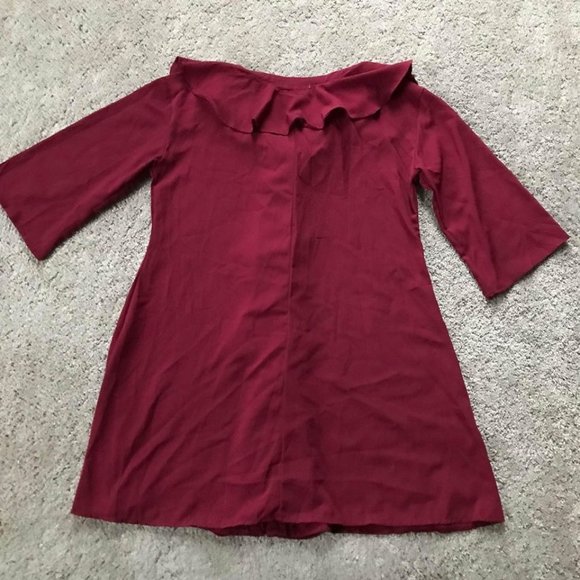 Reborn | Dresses | Reborn Womens Large Maroon Button Down Dress | Poshmark